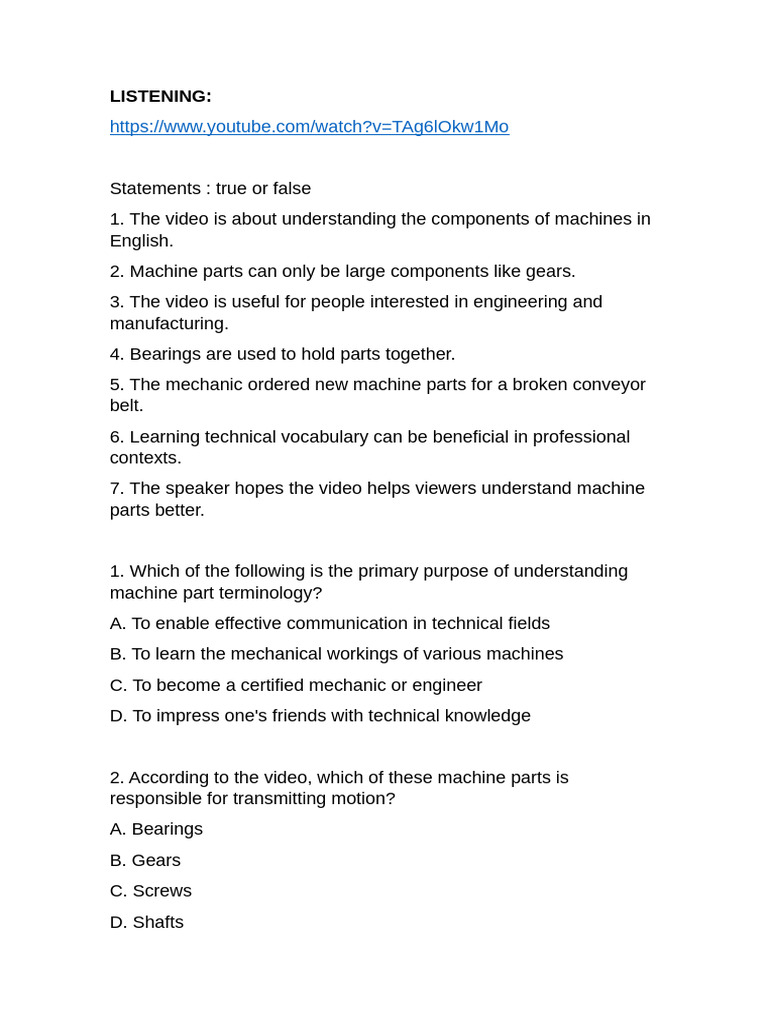 Listening Machine Components | PDF | Machines | Bearing (Mechanical)