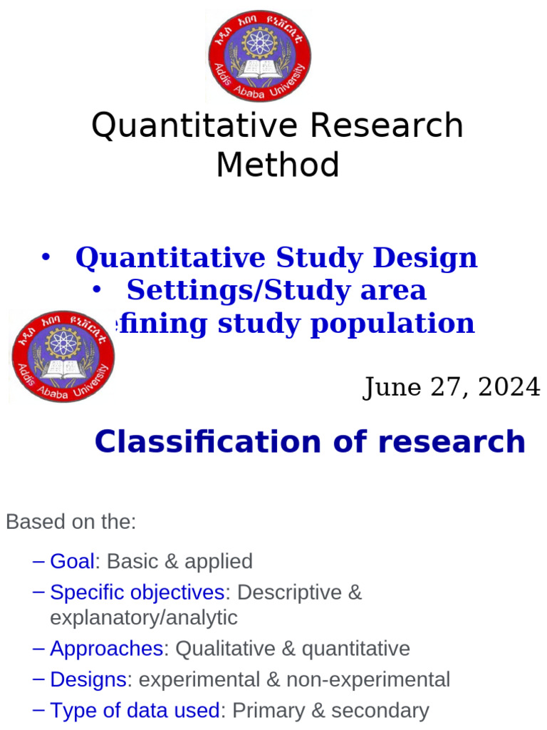 Quantitative Design Study Setting Study Population For HRM Course | PDF ...
