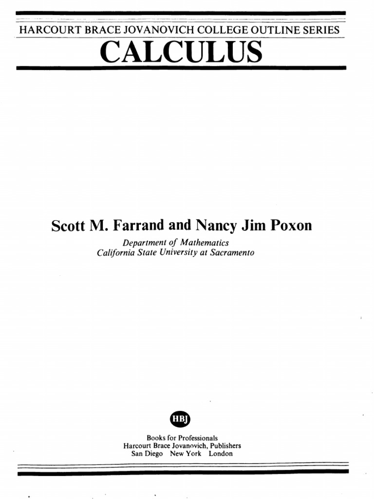 1984 - Farrand - and - Poxon - Harcourt Brace College Outline Series Calculus | PDF