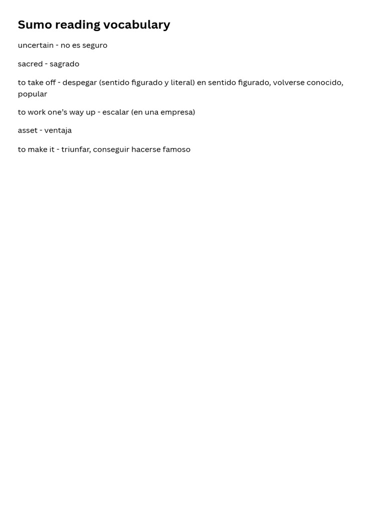 Sumo Reading Vocabulary | PDF