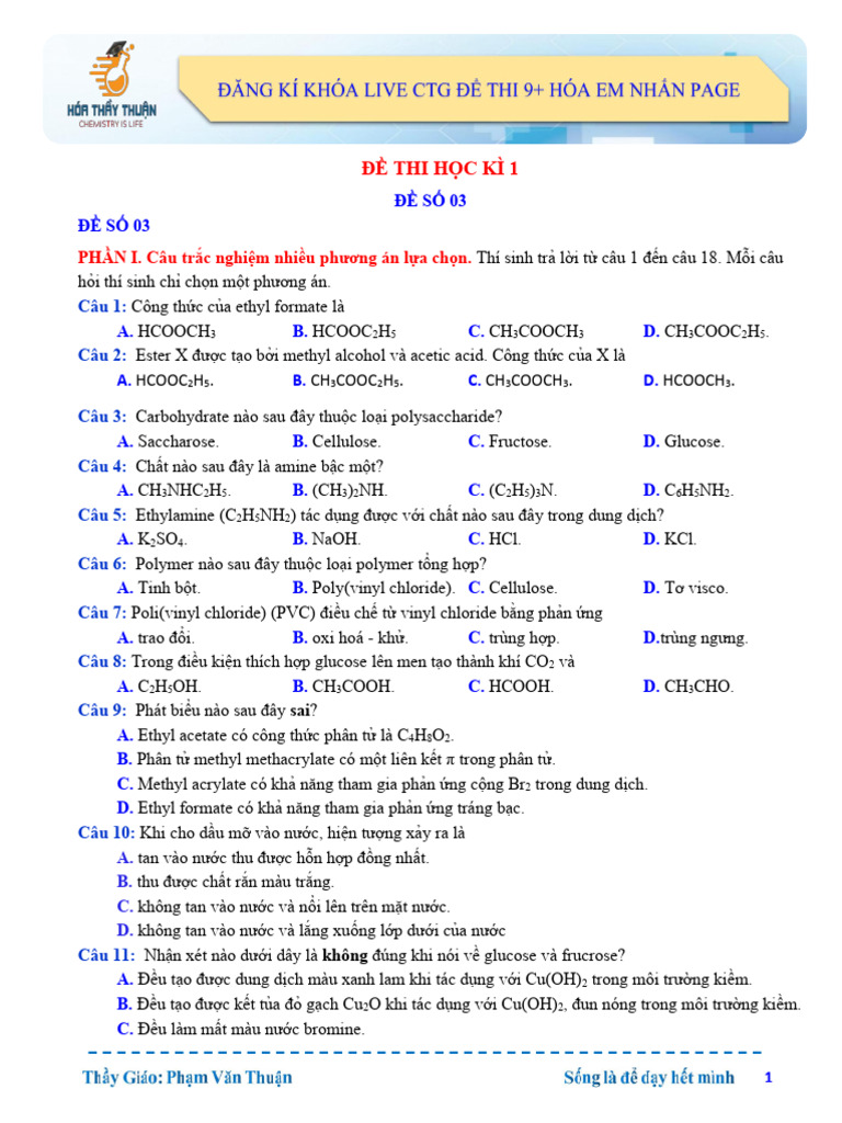 ĐỀ THI HK1 SỐ 03 | PDF