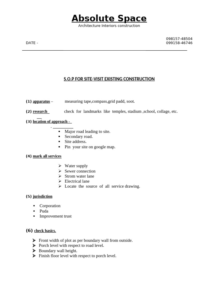 Sop For Existing Construstion | PDF | Plumbing