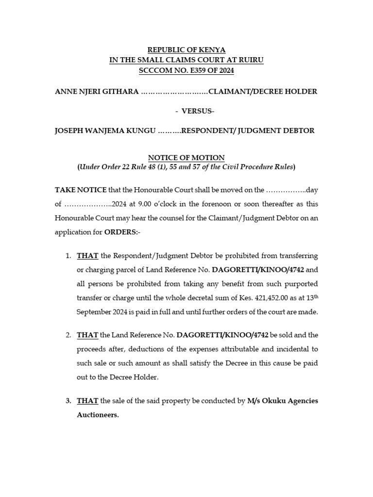 Application - Prohibitory - Order (9) ANNE PDF FINAL | PDF | Common Law ...