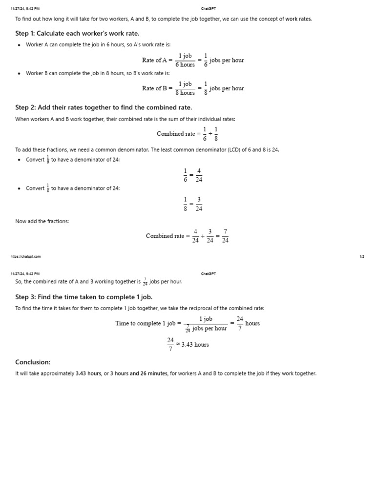 Rates and work | PDF | Arithmetic | Mathematics