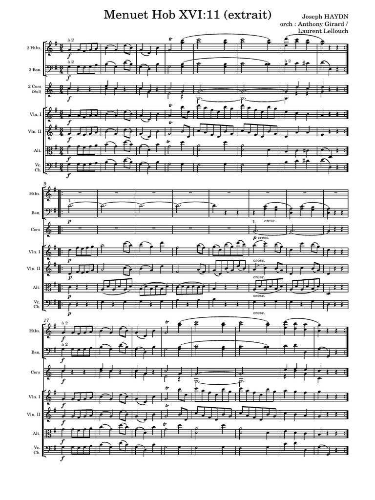 Menuet Sonate 11 Haydn | PDF