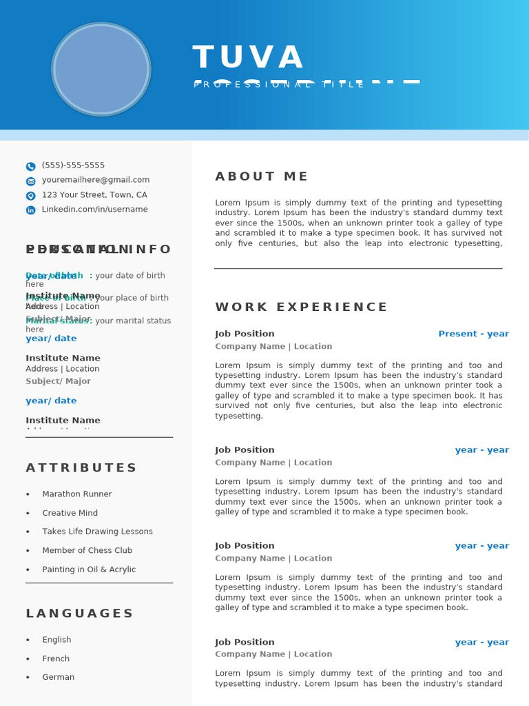 02.1. Editable Resume Template | PDF | Books | Written Communication