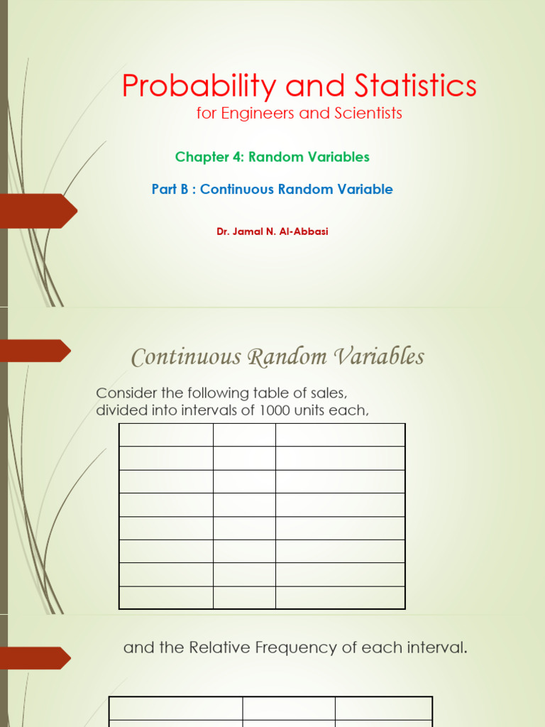 Chapter 4 Random Variables Part B | PDF | Probability Density Function | Probability Distribution