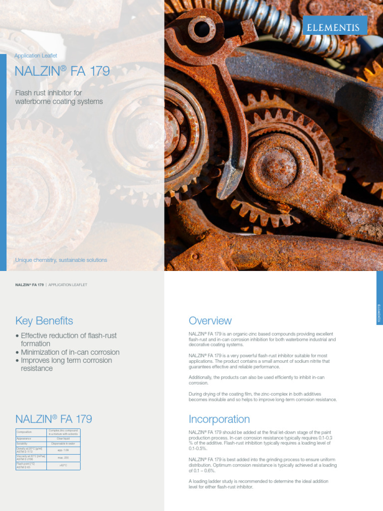 Elementis Nalzin 179 Leaflet | PDF | Corrosion | Paint