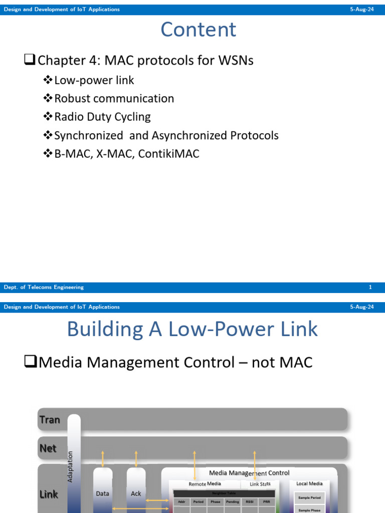 ch04-MAC protocols in WSNs | PDF | Telecommunications | Cellular Network