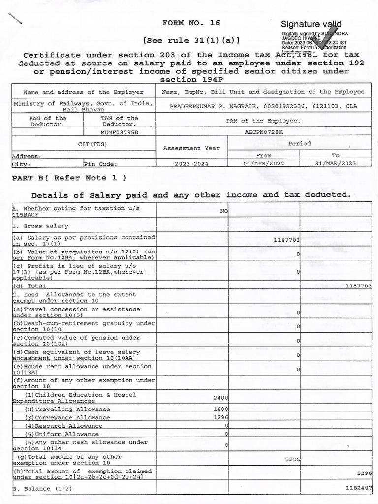 Form 16 | PDF