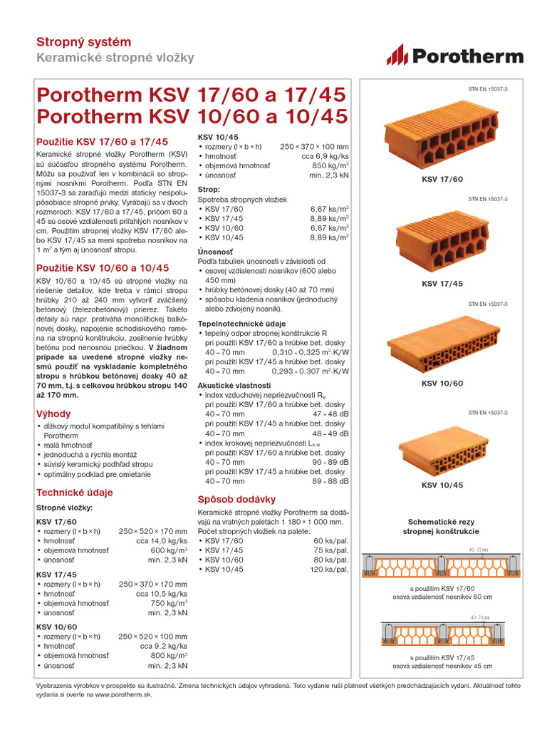Porotherm KSV 17 60 A 17 45 | PDF