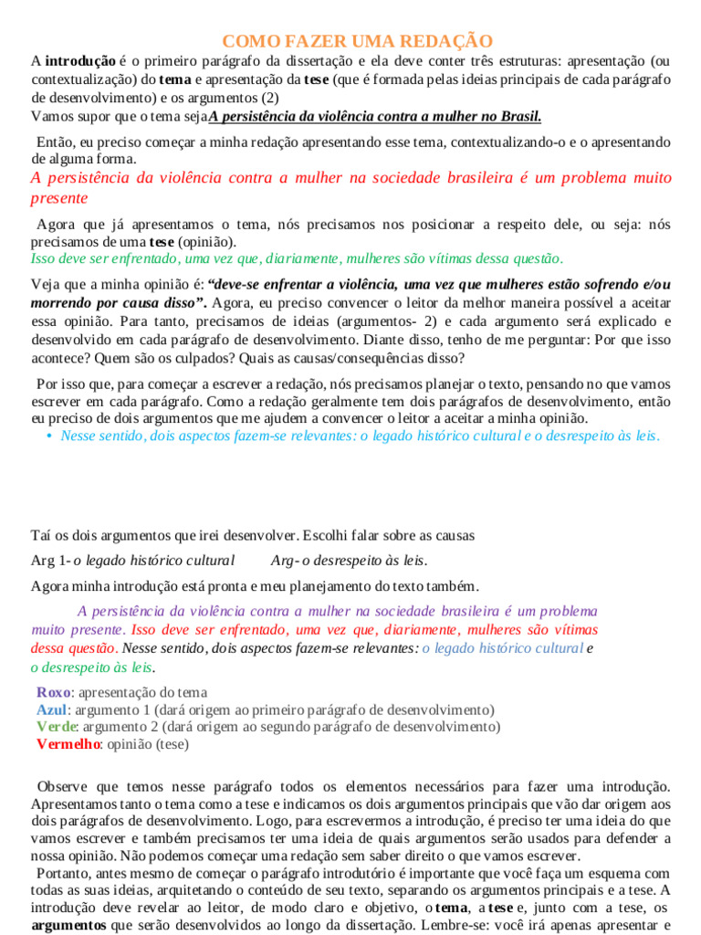 Estrutura de Redação: Tema e Tese | PDF | Parágrafo