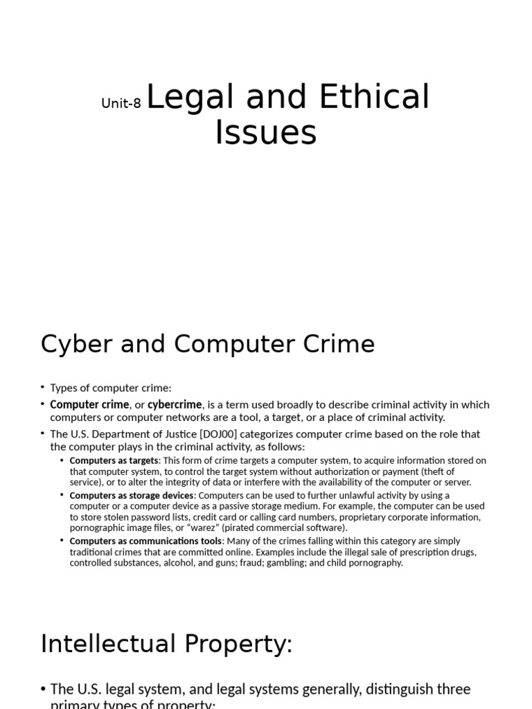 Unit-8 Legal and Ethical Issues | PDF | Copyright | Cybercrime