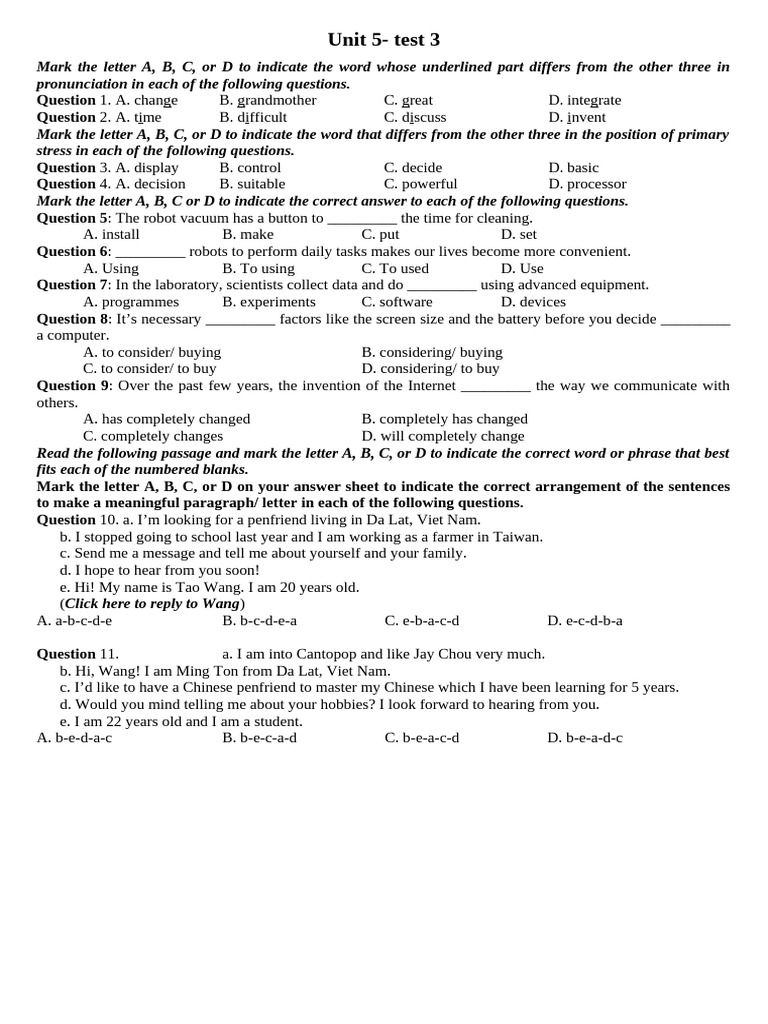 Grade 10- Unit 5- Test 3 | PDF | Artificial Intelligence | Intelligence ...
