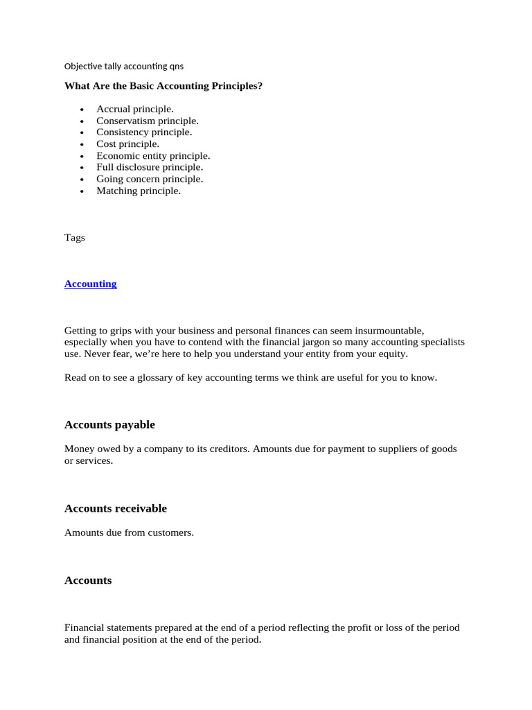 Objective Tally Accounting Qns | PDF | Debits And Credits | Expense