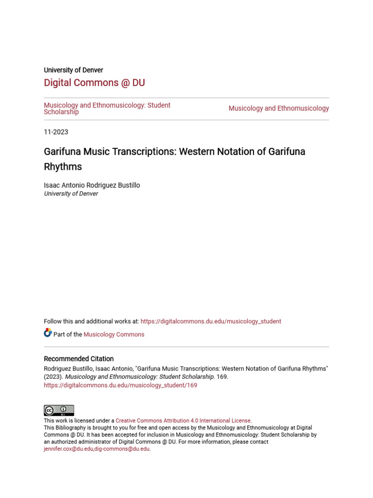 Garifuna Music Transcriptions - Western Notation of Garifuna Rhyth | PDF