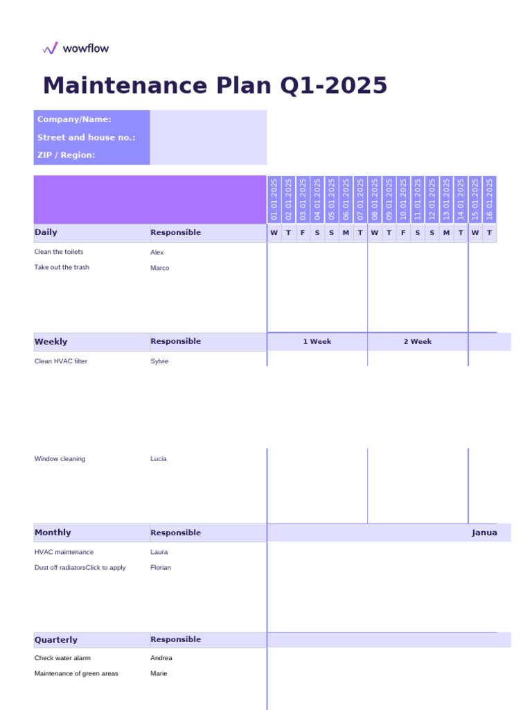 Q1-2025 Maintenance Plan Template | PDF