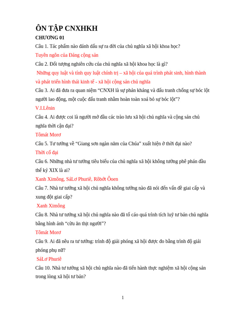 Ôn Tập CNXHKH | PDF