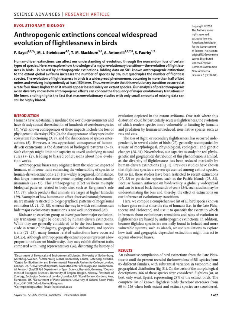Anthropogenic Extinctions Conceal Widespread Evolution of ...