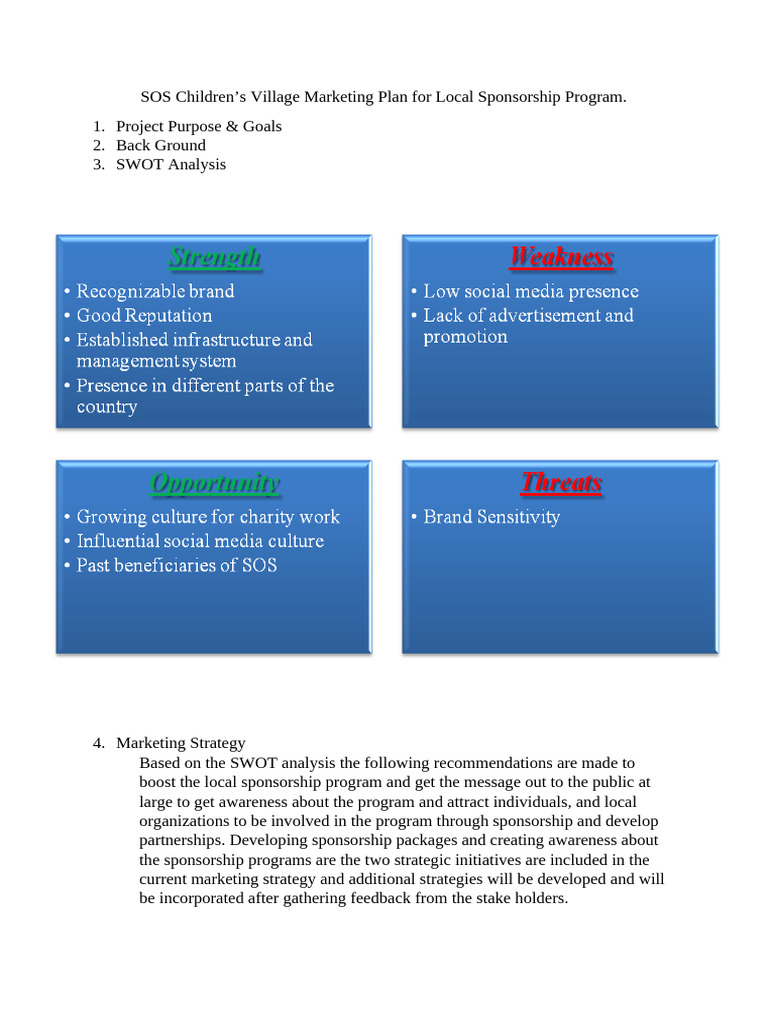 SOS Sponsorship Marketing Plan | PDF | Marketing | Sponsor (Commercial)