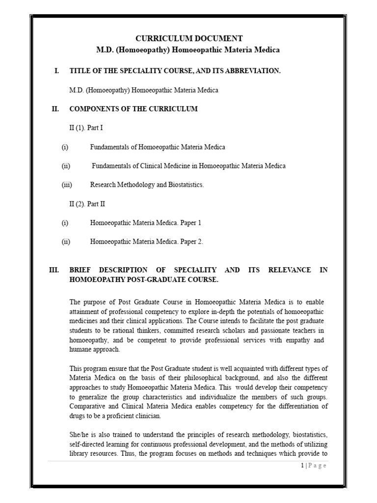 MD Homoeopathy Homoeopathic Materia Medica | PDF | Homeopathy | Methodology
