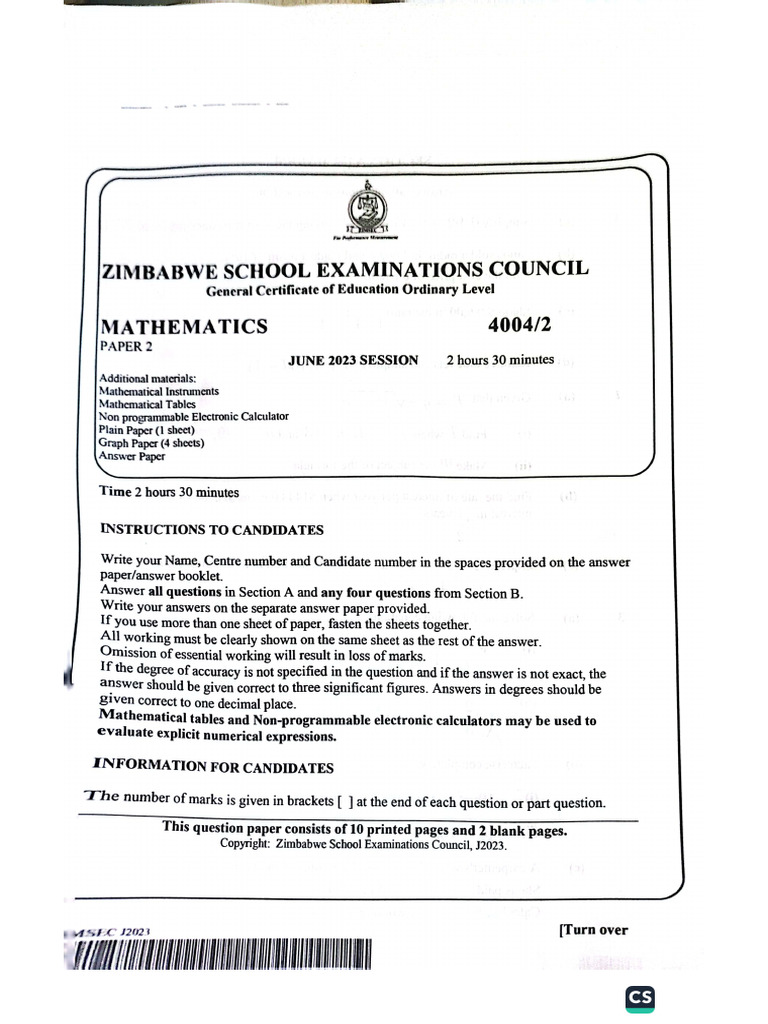 June 2023 o Level Maths Paper 2 | PDF