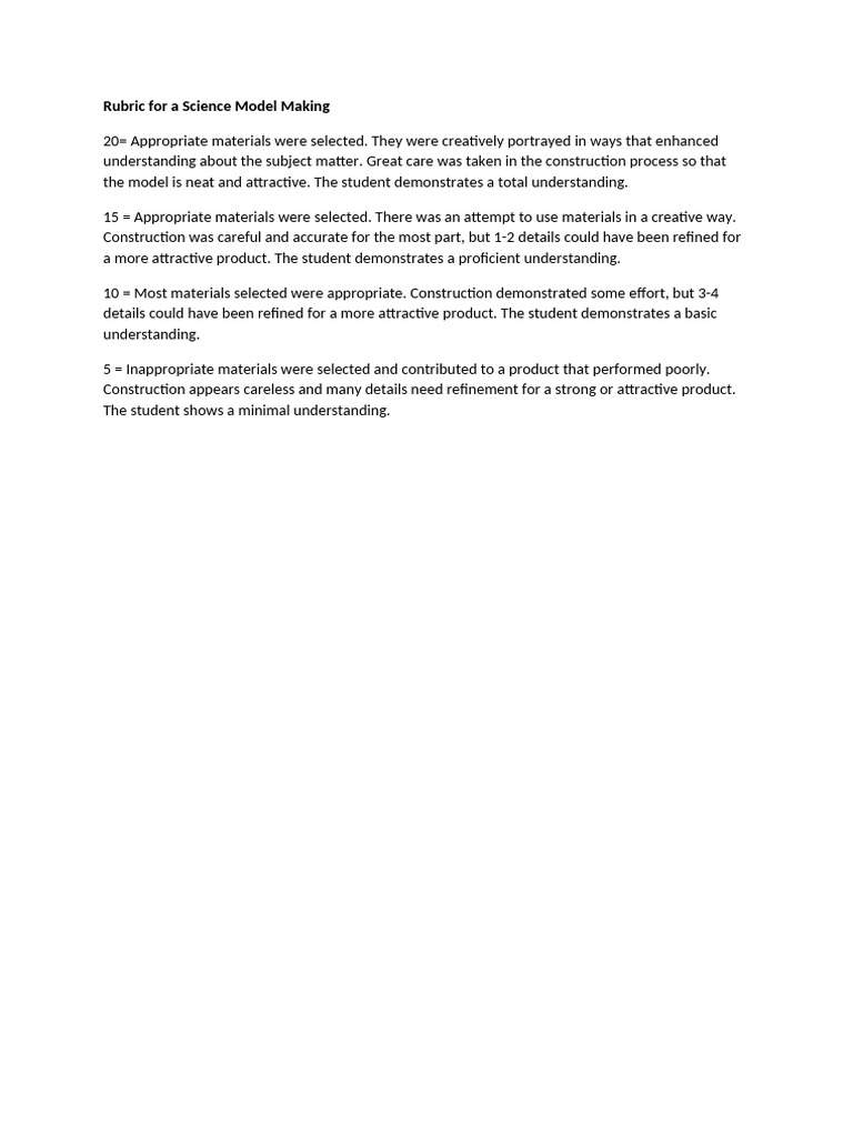 Science Model Making Rubric | PDF