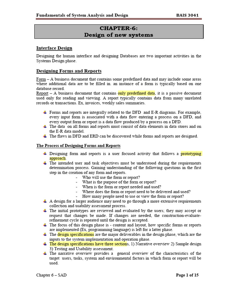 CHAPTER 6 SAD BAIS 3041 1st Sem | PDF | Usability | System