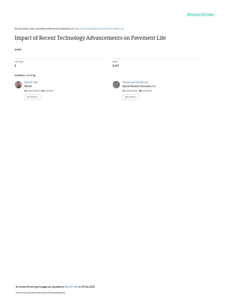 Impact of Recent Technology Advancements on Paveme | PDF | Road Surface ...