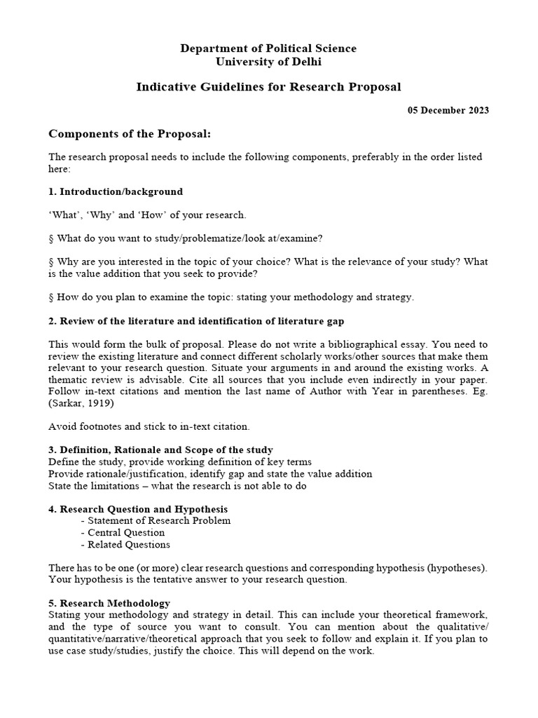 Indicative Guidelines For Research Proposal | PDF | Methodology | Citation