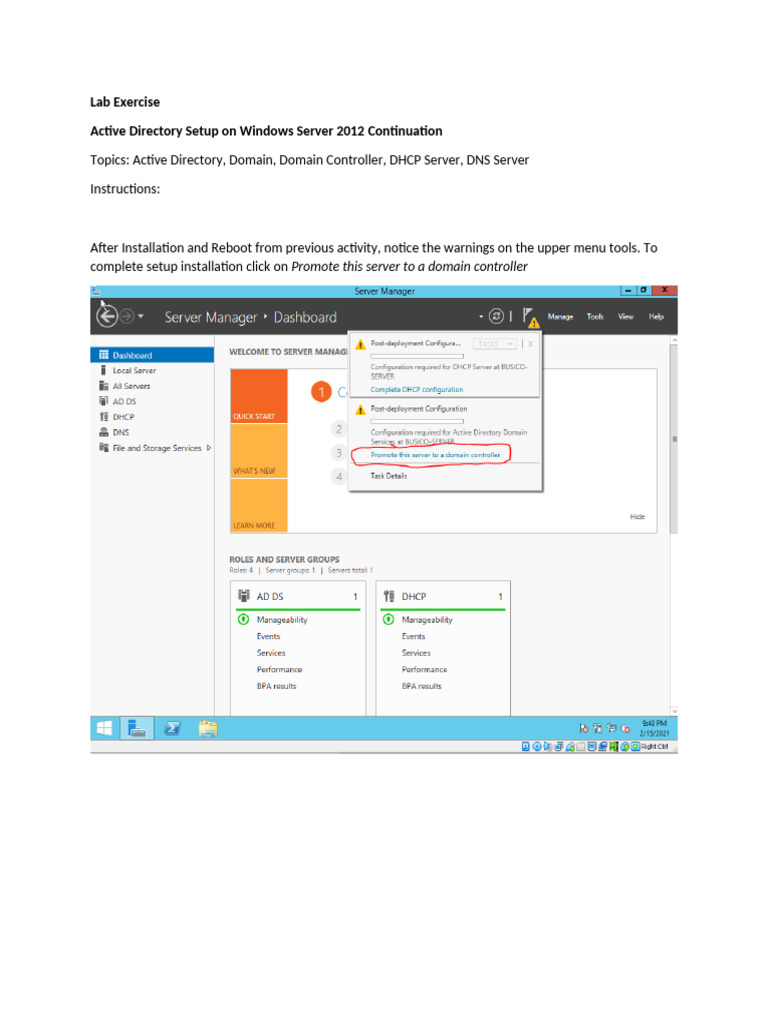 Active Directory Setup On Windows Server 2012 - Continuation | PDF