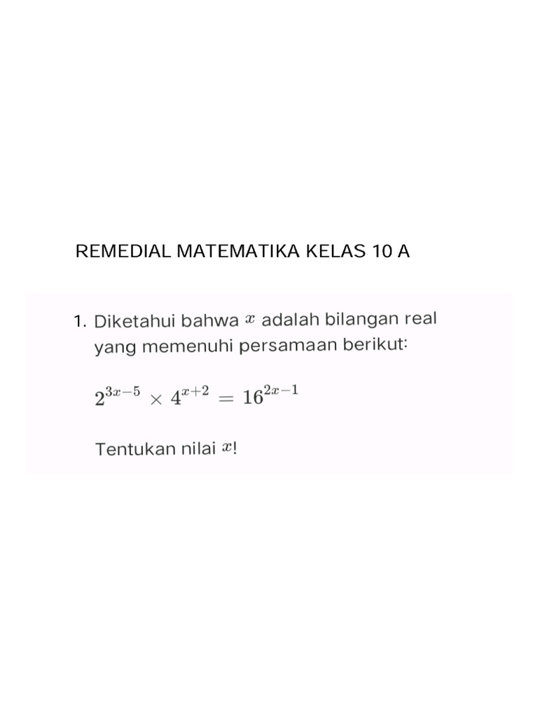 Soal Remedial Kelas 10 Matematika | PDF