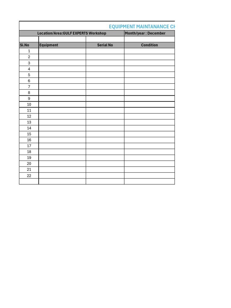 Equipment Checklist | PDF
