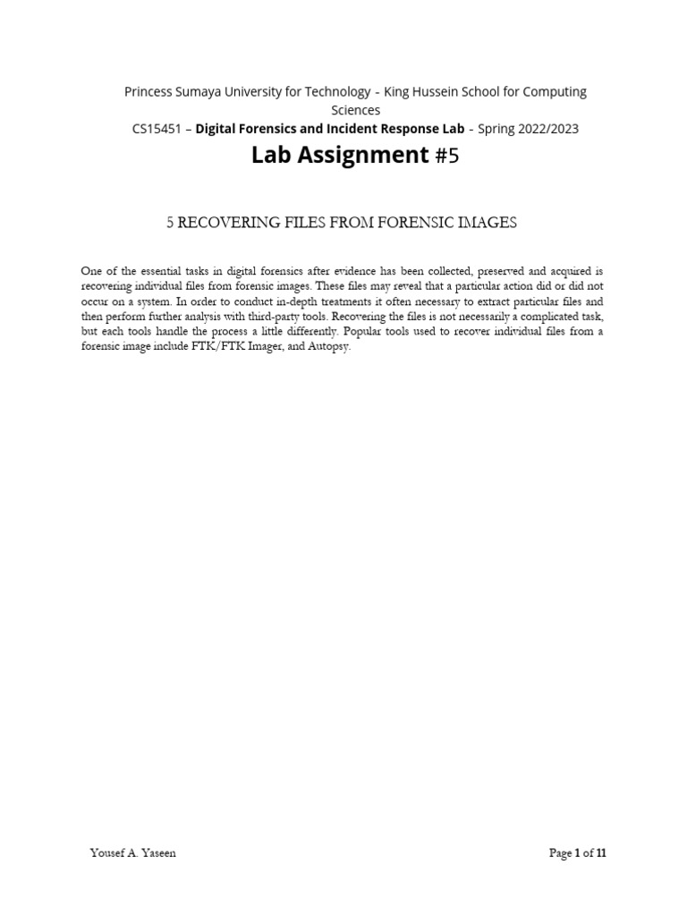 Lab05-RECOVERING FILES FROM FORENSIC IMAGES (1) | PDF | Computer File | Button (Computing)