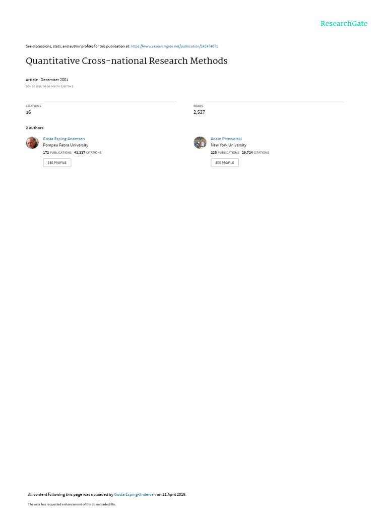 Quantitative Cross-National Research Methods | PDF | Regression ...
