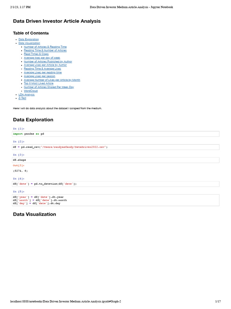 Data Driven Investor Medium Article Analysis - Jupyter Notebook | PDF | Workweek And Weekend