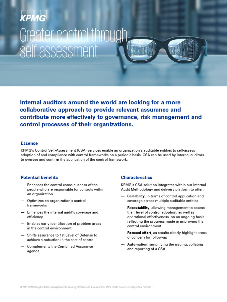 KPMG Control Self Assessment CSA En | PDF | Audit | Internal Audit