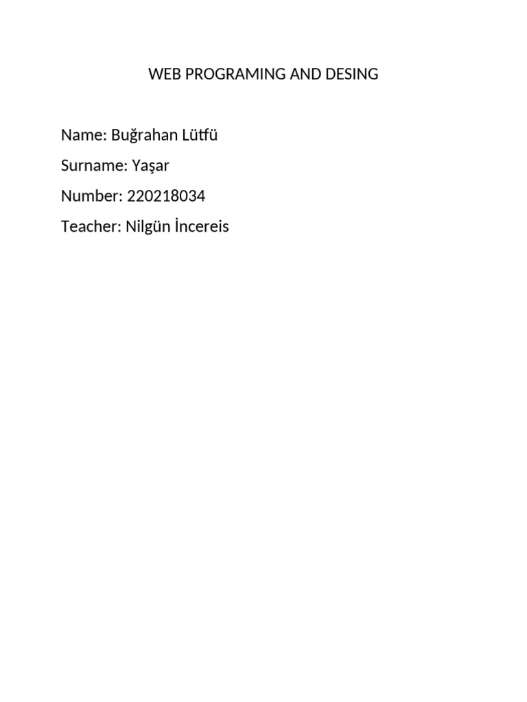 Web Programing and Desing | PDF