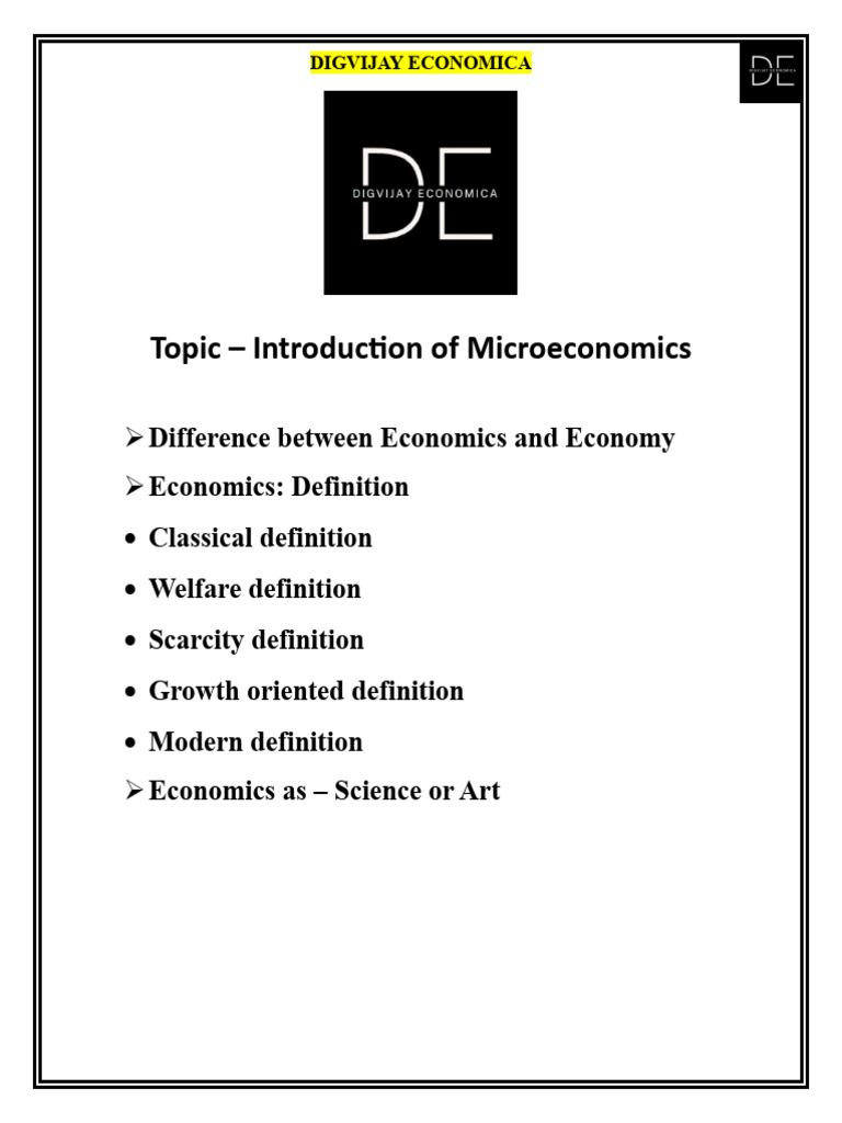 Micro Introduction (Class-1) | PDF | Economics | Economies
