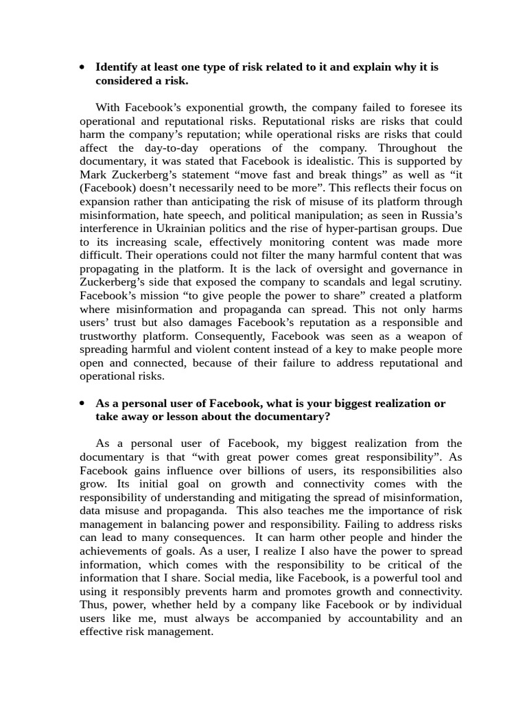 GERI - Risk (Facebook Documentary) | PDF | Facebook | Risk