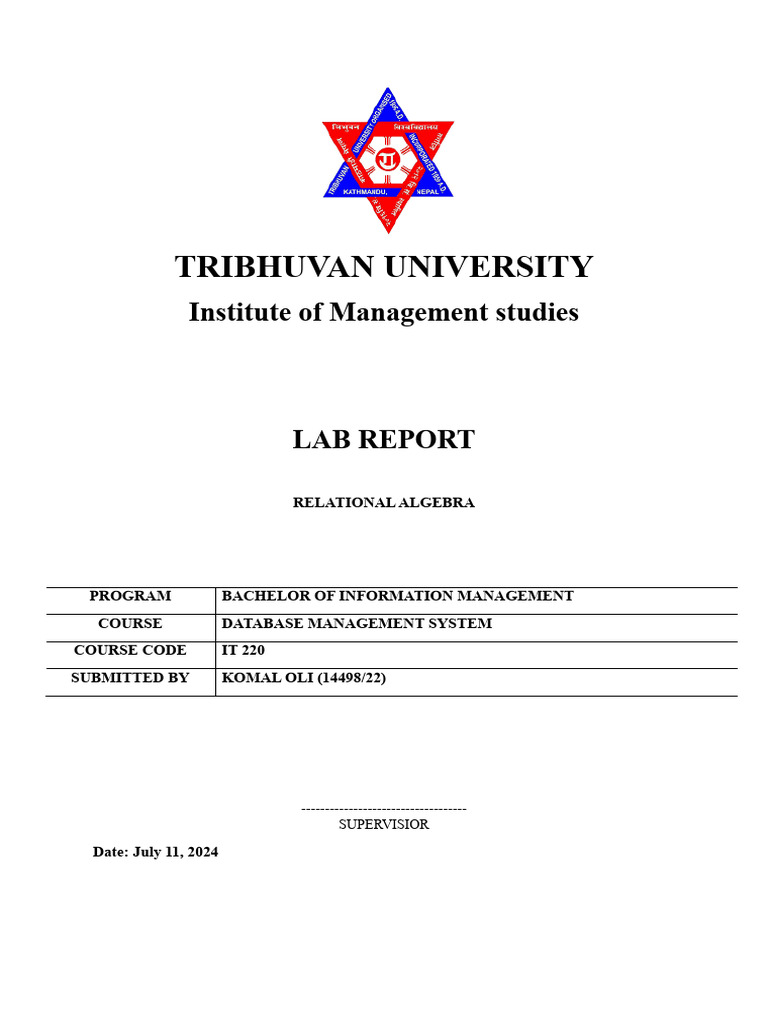 Labreport_DBMS | PDF | Relational Database | Data Model
