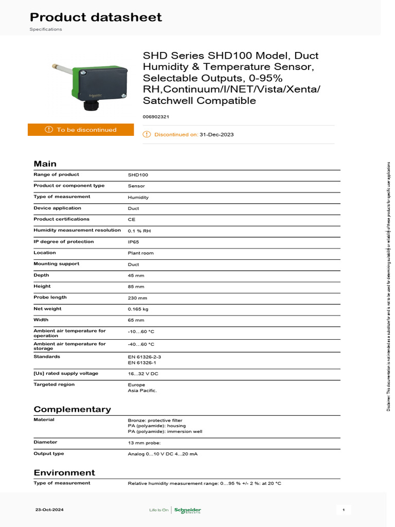 Schneider Electric_Humidity-Sensors_006902321 | PDF | Electrical ...