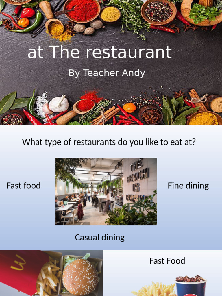 Conversation at Different Types Restaurants. | PDF | Restaurants | Menu