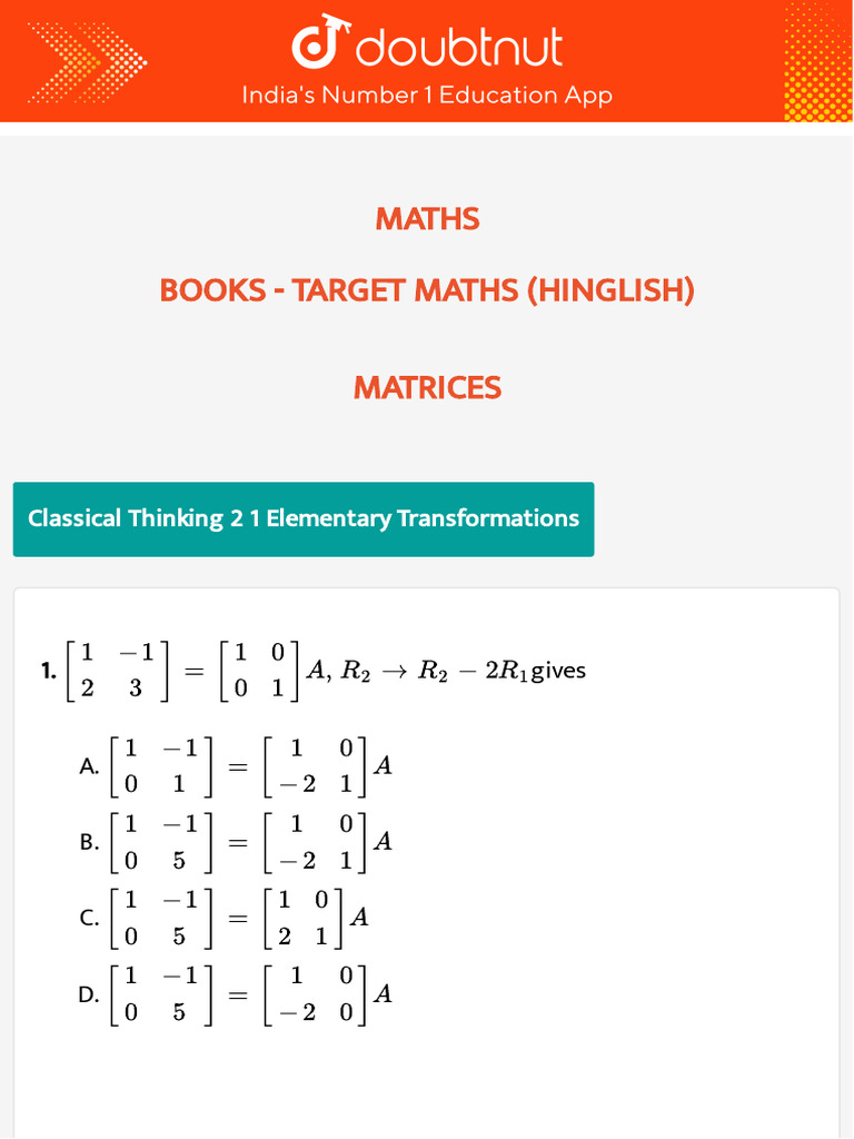 Books Doubtnut Question Bank | PDF | Matrix (Mathematics) | Operator Theory