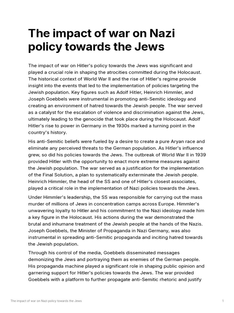 The Impact of War On Nazi Policy Towards The Jews | PDF | Nazi Germany ...