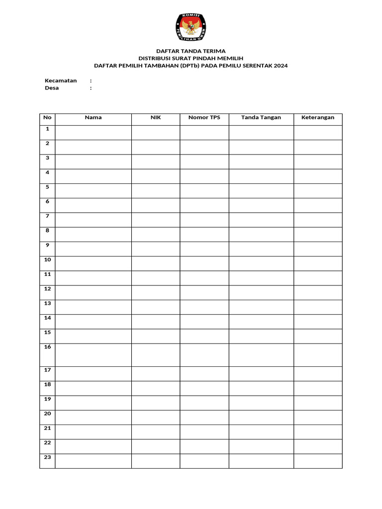 DAFTAR TANDA TERIMA dptb | PDF