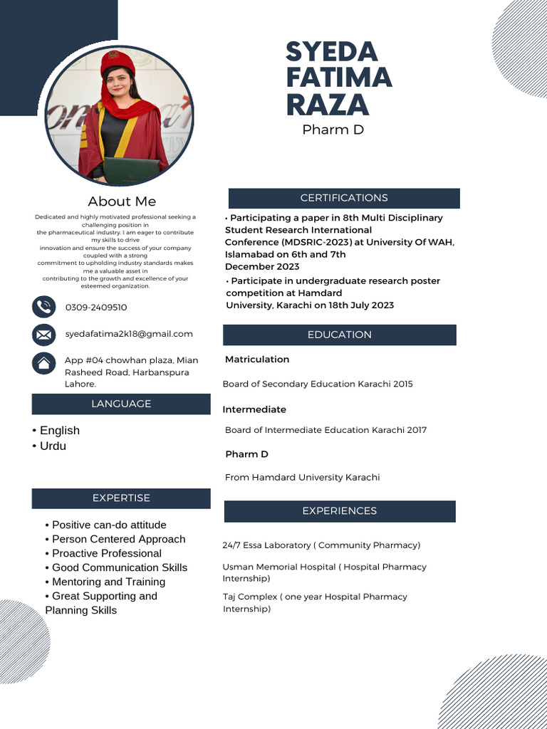 Resume Syeda Fatima Raza | PDF
