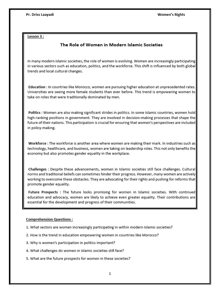 Women's Evolving Roles in Islamic Societies | PDF | Society | Gender Role