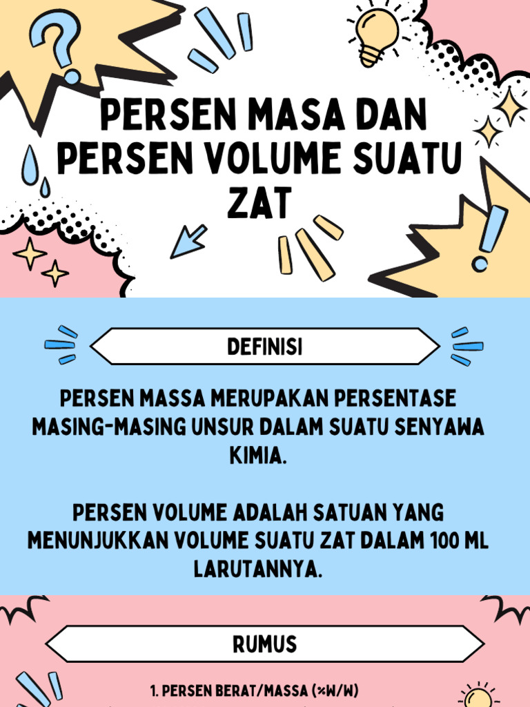 Persen Massa dan Volume Zat Kimia | PDF