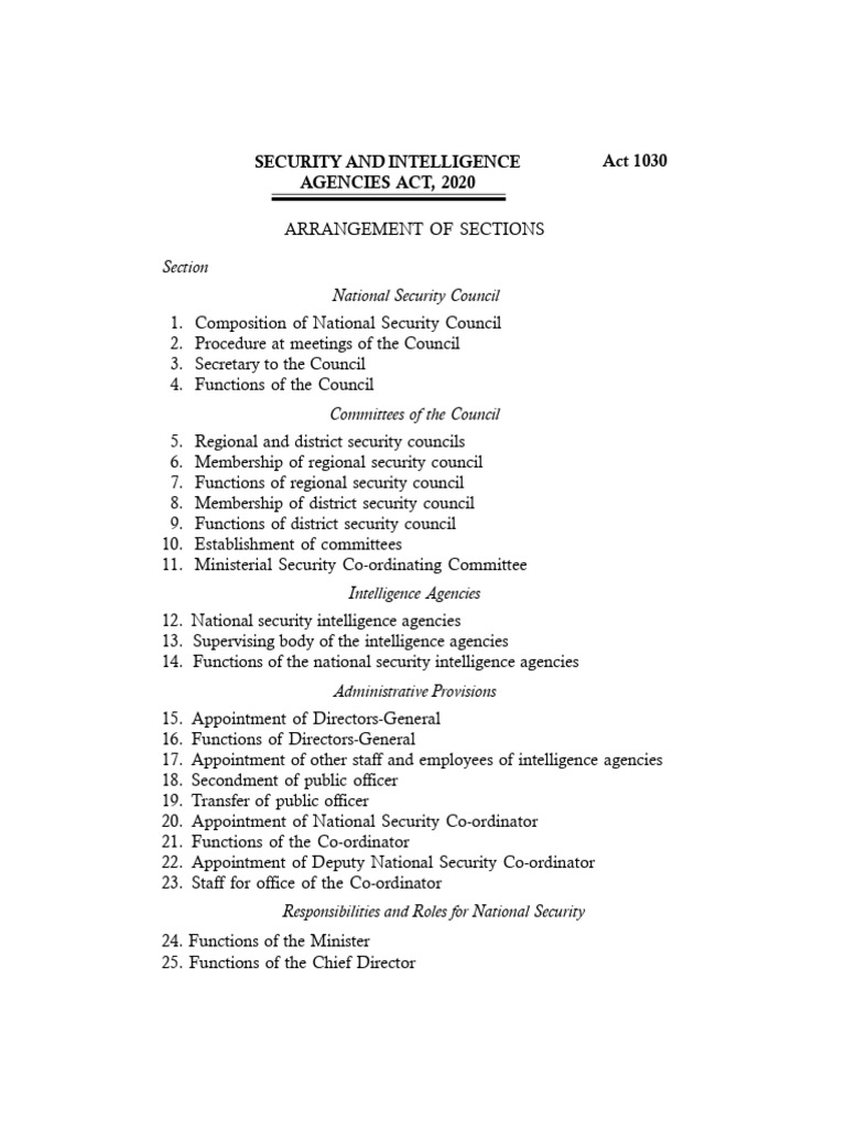 Security and Intelligence Agencies Act 2020 | PDF | Tribunal ...